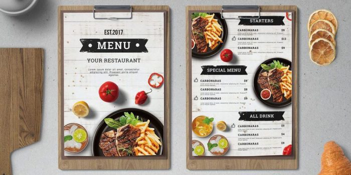 Menu món ăn - In Vĩnh Trị